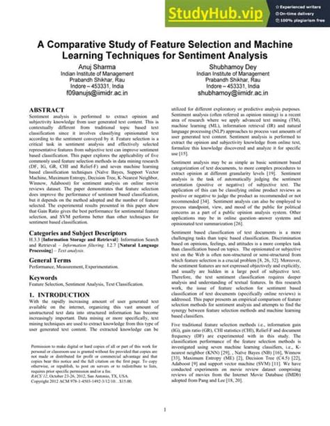feature selection methods improve sentiment analysis classification pdf