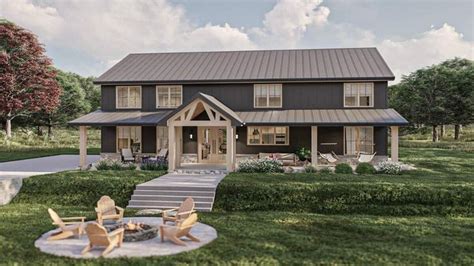 Two Story Barndominium Style 4 Bedroom Home With Loft And Balcony