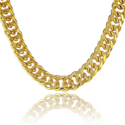 Heavy Massive Mens Double Curb Chain Yellow Gold Filled Chunky Chain
