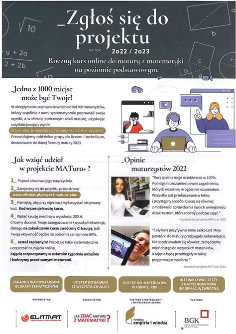 Kurs Online Z Matematyki Dla Maturzyst W Ckziu Zb Szynek