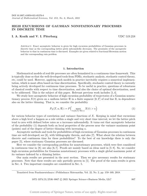 high excursions of gaussian nonstationary processes in discrete time request pdf