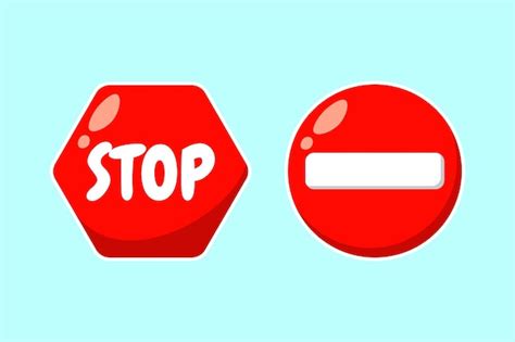 Diseño de dibujos animados de señal de stop roja Vector Premium