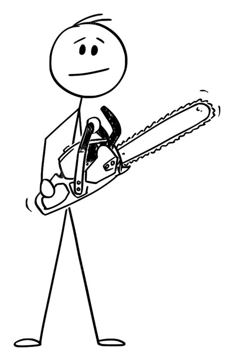 Lumberjack Chainsaw Vector Art PNG Vector Cartoon Stick Figure Drawing