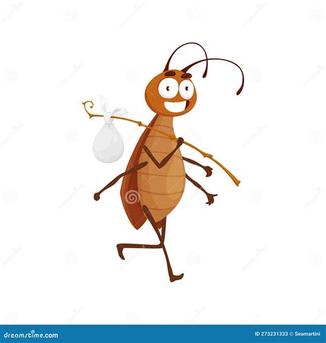 Cucaracha De Dibujos Animados Porta Palo Con Pertenencias Ilustraci N