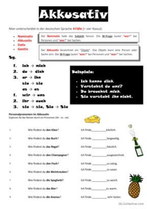 Akkusativ Deutsch Daf Arbeitsbl Tter Pdf Doc