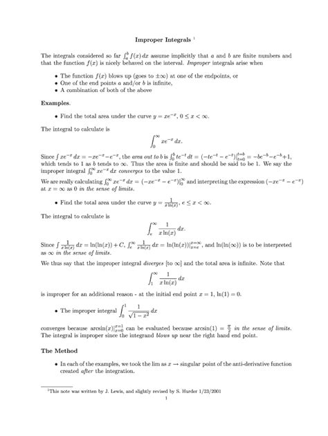 improper integrals pdf fill online printable fillable blank pdffiller