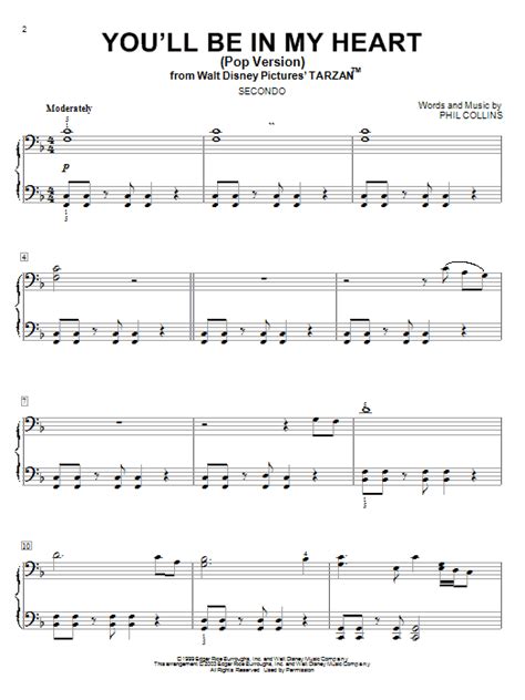 You Ll Be In My Heart Pop Version From Tarzan By Phil Collins Sheet