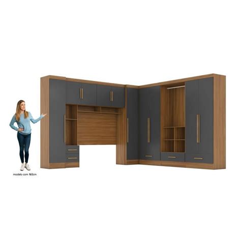 Quarto Modulado Casal Completo 6 Peças 6 Portas 5 Gavetas Maleiro