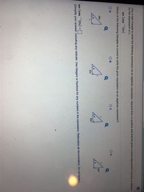 solved use a right triangle to write the following