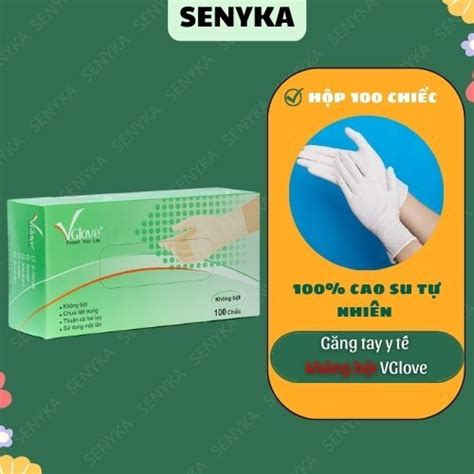 Bao tay y tế Vglove không bột găng tay y tế latex hộp 100 chiếc màu