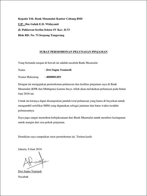 Surat Permohonan Pelunasan Bank Homecare24