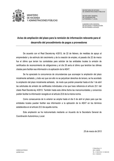 Ampliación de plazos