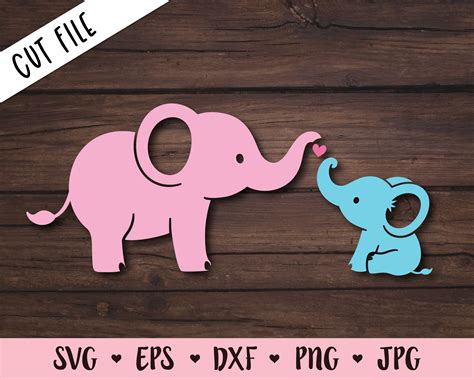 Mom Baby Elephant SVG Cute Elephant Mama Cut File Mommy Etsy Canada