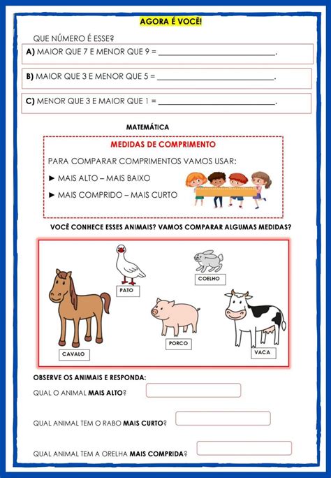1º ano Atividades de matemática maior menor dezena e outros
