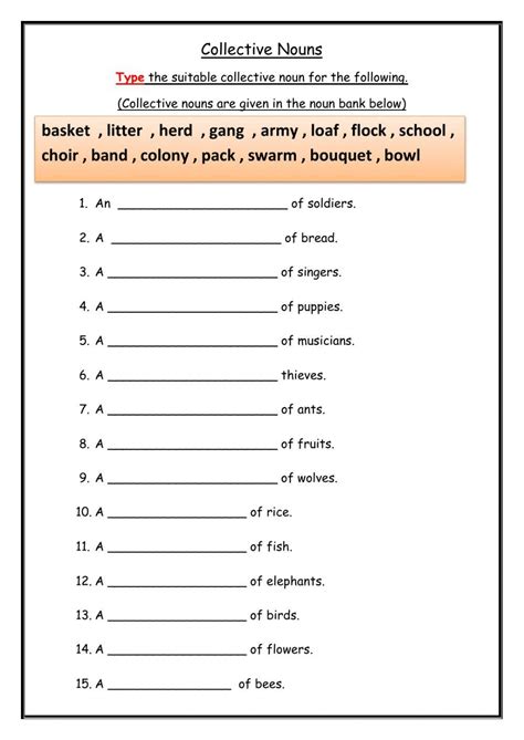 Collective Noun Worksheets Create A Noun Worksheets Library