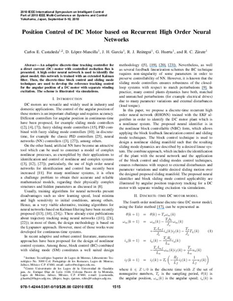 pdf position control of dc motor based on recurrent high order neural networks juan hugo