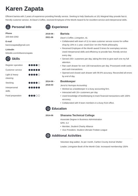 Starbucks Resume Examples And Guide 10 Tips