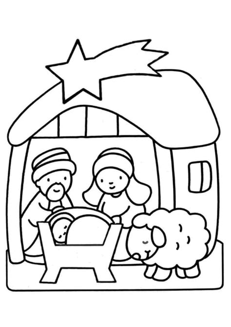 Coloriage Noel Crèche Et Etoile De Jésus