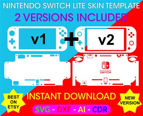 Nintendo Switch Lite Skin Template SVG DXF Cut File DIY Wrap Etsy