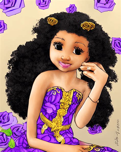 Beautiful Little Ebony Princess Sitting · Creative Fabrica