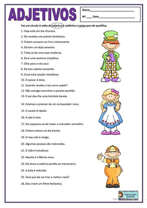 Atividades Adjetivos Para Imprimir Online Cursos Gratuitos