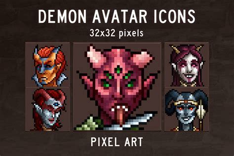 Demon Avatar 32x32 Icons Pixel Art Pack CraftPix Net