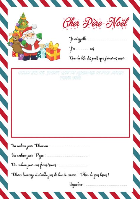 modèle de lettre du pere noel 2023 cadeau de noel 2023