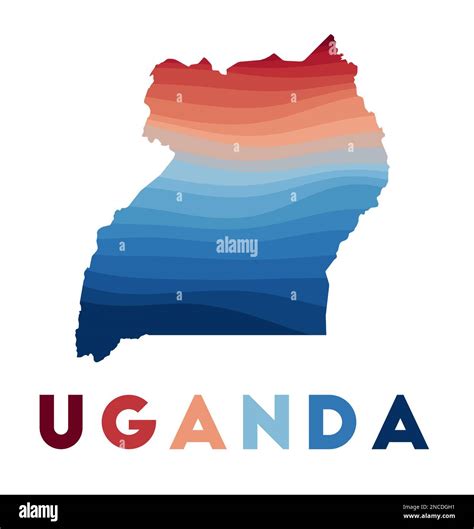 Uganda Map Map Of The Country With Beautiful Geometric Waves In Red