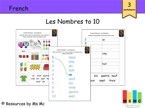 French Numbers To 10 Les Nombres Teaching Resources