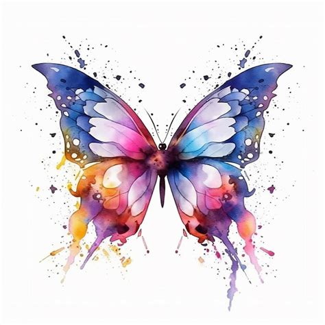 Premium Photo Watercolor Blue And Purple Butterfly Splash Color