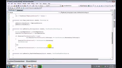 how to use sorting in gridview