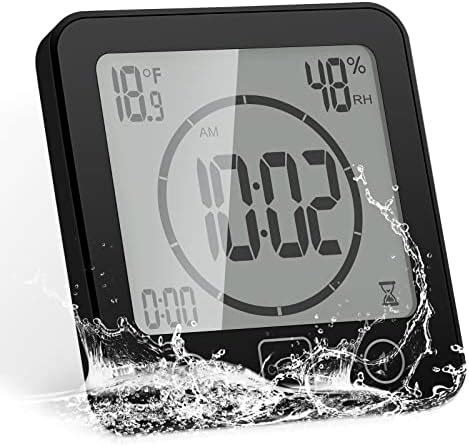 FORNORM Horloge de Salle de Bain Alarme Numérique LCD avec Horloge de