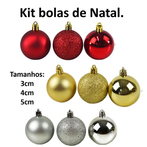 Kit Bolas De Natal Liso Fosco Glitter 3cm 4cm e 5cm Decoração Árvore