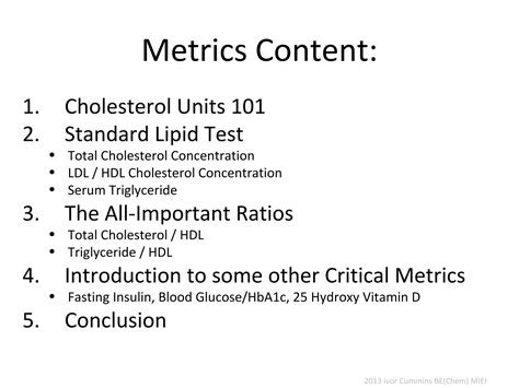 Blood Test Metrics Interpretation Cholesterol Et Al PPT