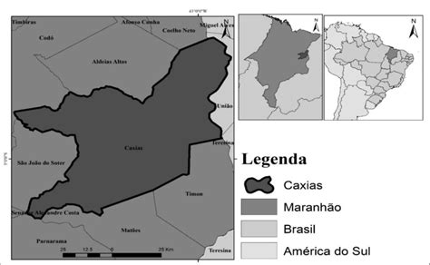 Localização geográfica do município de Caxias Maranhão Brasil