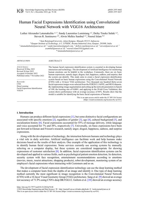pdf human facial expressions identification using convolutional neural network with vgg16