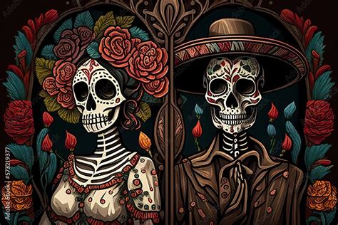 Dia De Los Muertos Background Day Of The Dead Art Decoration Bones