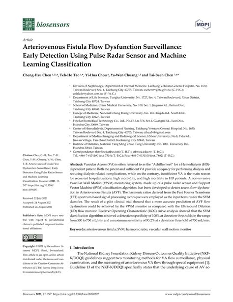 pdf arteriovenous fistula flow dysfunction surveillance early detection using pulse radar