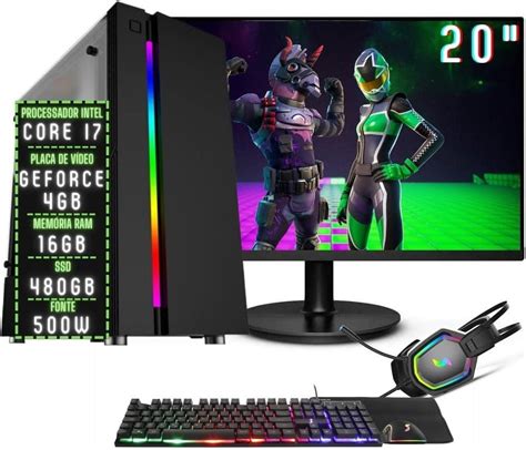 PC Gamer Completo 3green Play Intel Core i7 16GB RAM Placa de vídeo