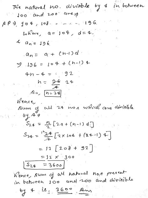 ↵q16 16 find the sum of all natural number lying between 100 and 200 which are divisible by