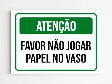 Kit 10 Placa De Sinalização Favor Não Jogar Papel No Vaso