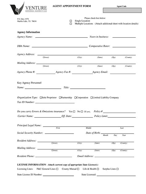 Fillable Online AGENT APPOINTMENT FORM Agent Code Fax Email Print