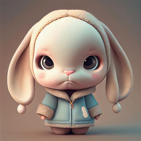 Premium Photo Cute Cartoon Bunny Character Generative Ai