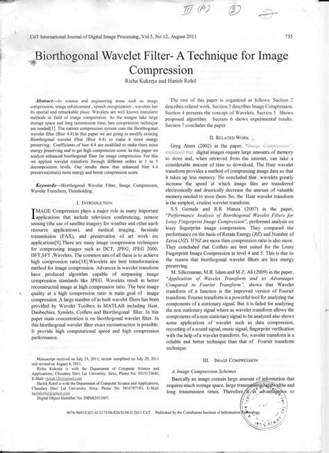 pdf biorthogonal wavelet filter a technique for image compression
