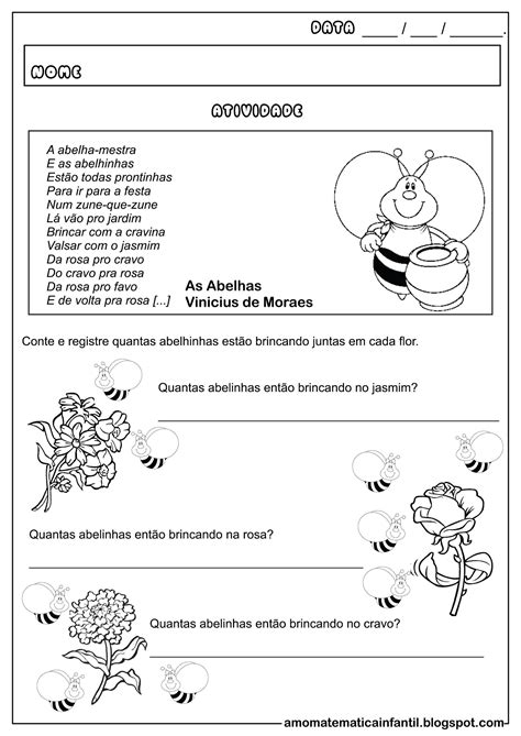 Poema As Abelhas Atividade Contando E Registrando