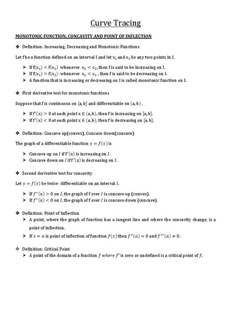 curve tracing monotonic function concavity and point of inflection pdf maxima and minima