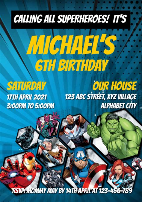 Detail Avengers Birthday Card Template Koleksi Nomer 8