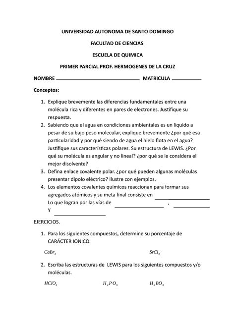 Examen 2018 Preguntas UNIVERSIDAD AUTONOMA DE SANTO DOMINGO FACULTAD