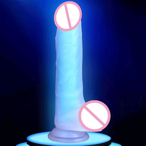 Luminous Silicone Soft Dildo Suction Cup Realistic Penis Artificial