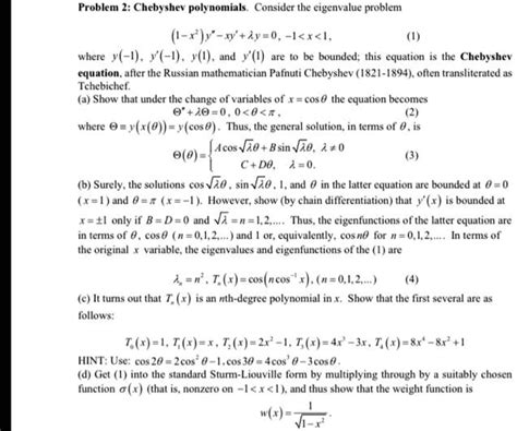 solved problem chebyshev polynomials consider the eigenvalue problem r y iyeo k